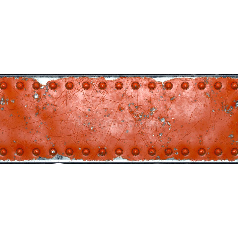 Strip of Metal with Rivets Painted Red in the Shape of a Rectangle in ...