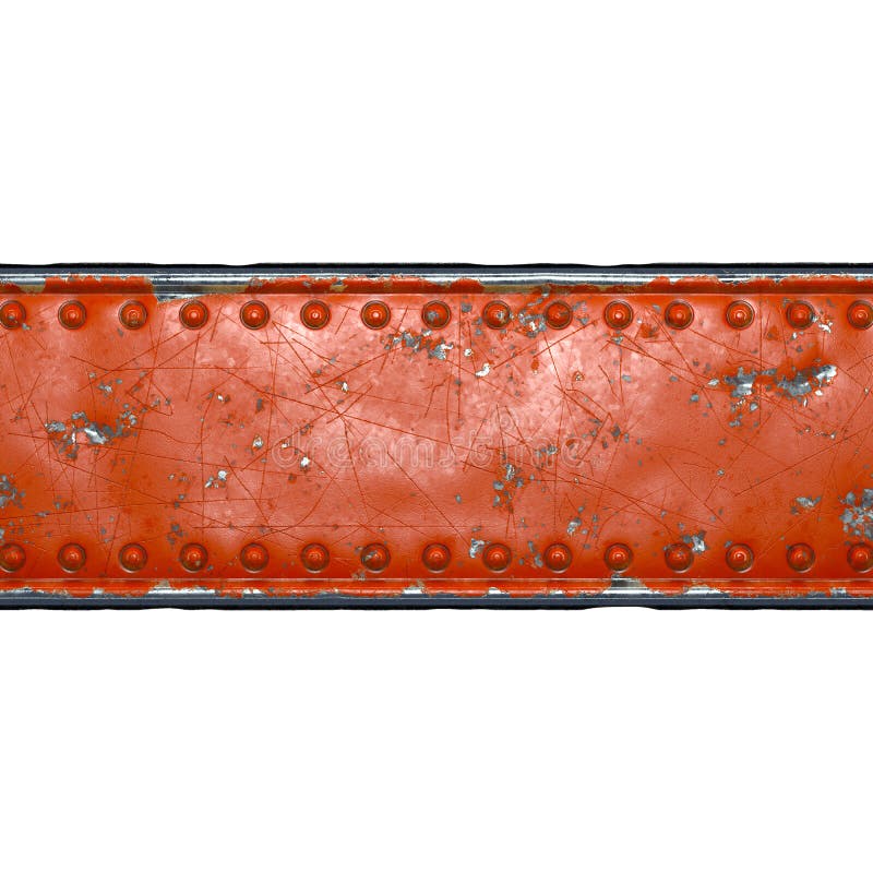 Strip of Metal with Rivets Painted Red in the Shape of a Rectangle in ...