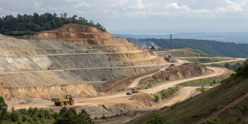 Strip Mining on a Hillside stock illustration. Illustration of hillside ...