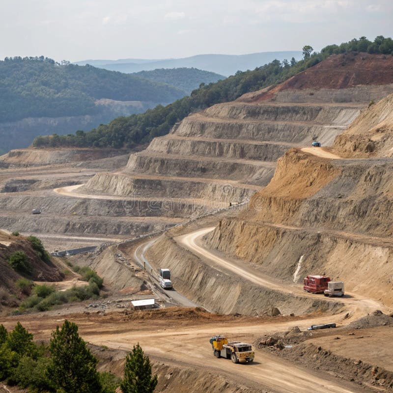Strip Mining on a Hillside stock illustration. Illustration of ...