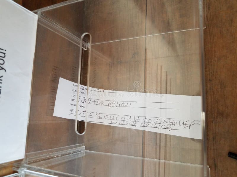 Strip of Paper in Comment Box about Bellows and Soda Machines Stock ...