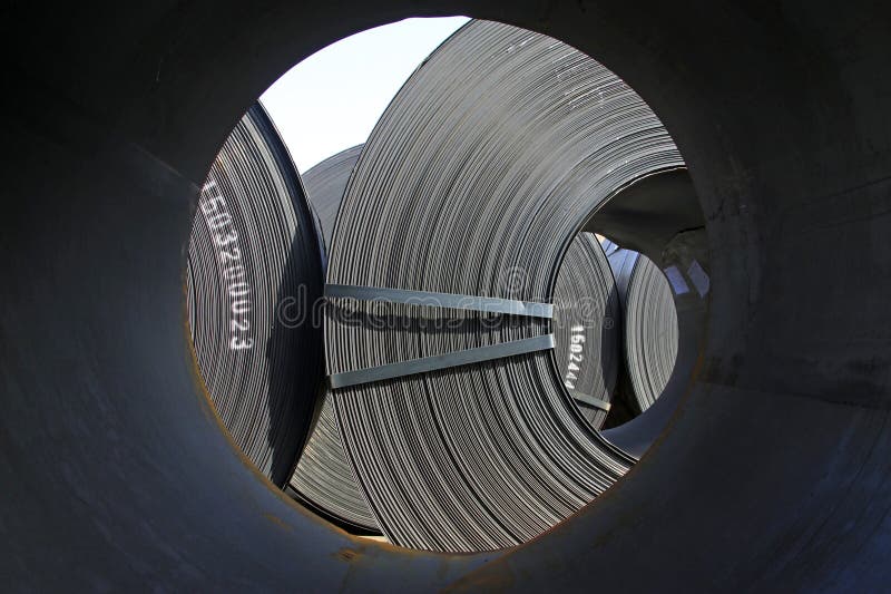 Strip Steel in the Bulk Terminal Stock Photo - Image of manufacturing ...