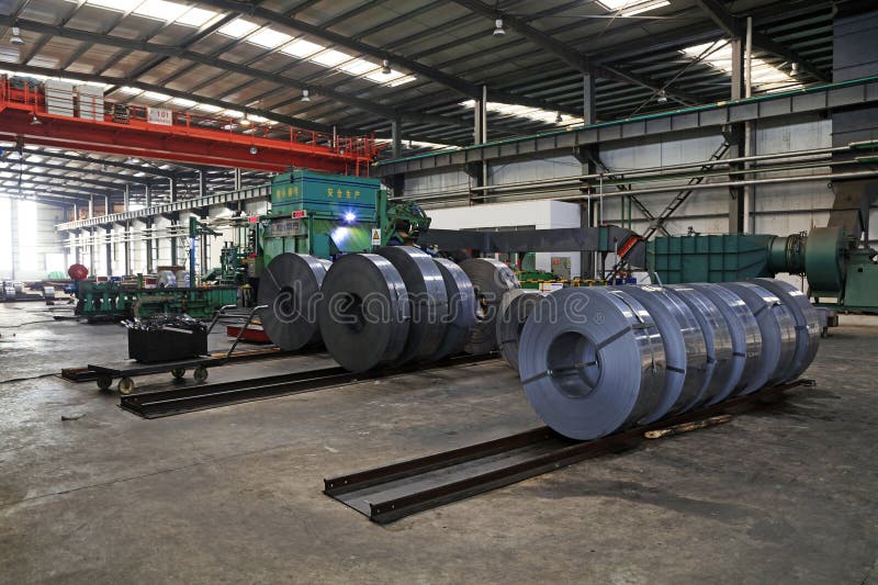 Strip steel in the factory editorial photo. Image of parts - 365707041