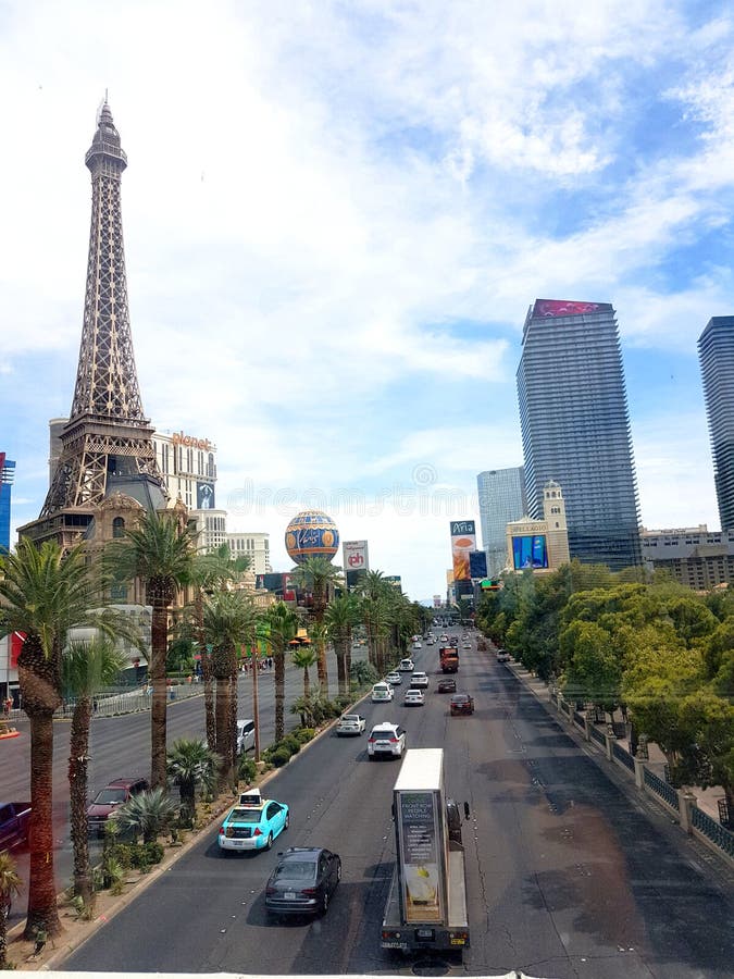 Strip view, Las Vegas, editorial stock image. Image of clouds - 97094854
