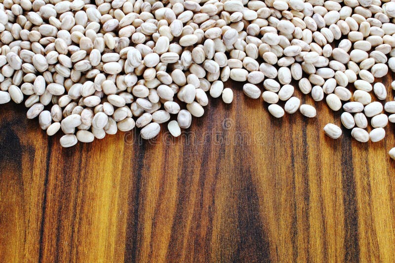 Stripe of Carioca Beans on the Rustic Wooden Table. Top View Grains ...