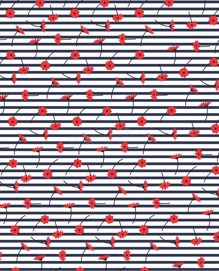 Stripe with Flower All Over Print Vector Art Stock Vector ...