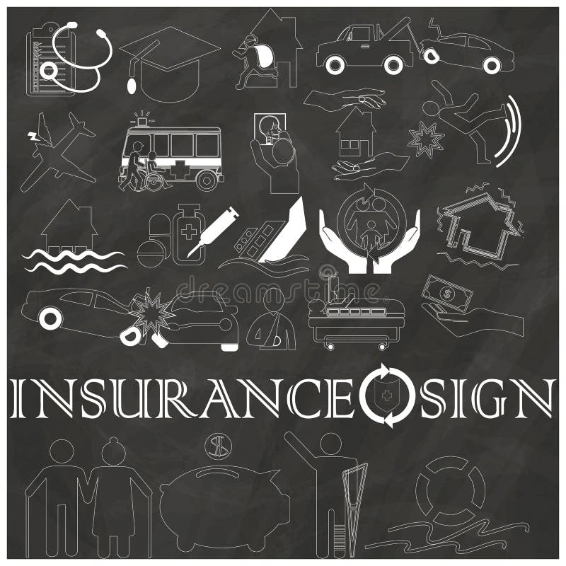 Stripe Icon of Insurance Drawn on Chalkboard Stock Vector ...