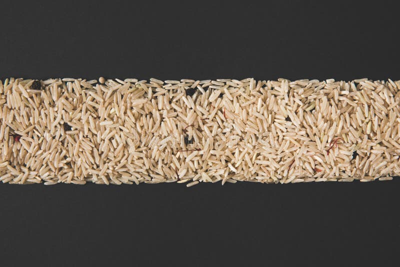 Stripe of Raw Rice Isolated on Black Stock Photo - Image of chinese ...