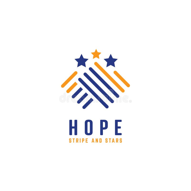 Stripe and Stars in Hand Shape Hope Symbol Icon Logo Stock Vector ...