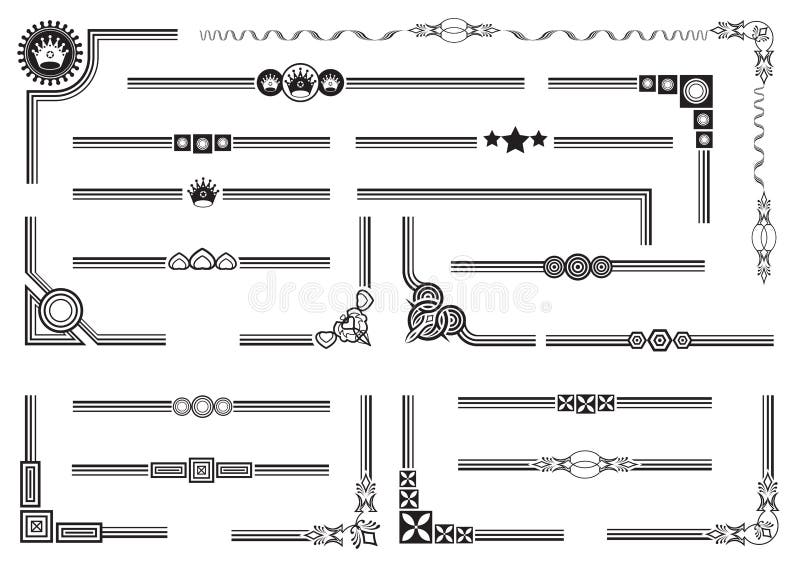 3 Stripe Style Border Element Collection Stock Vector - Illustration of ...