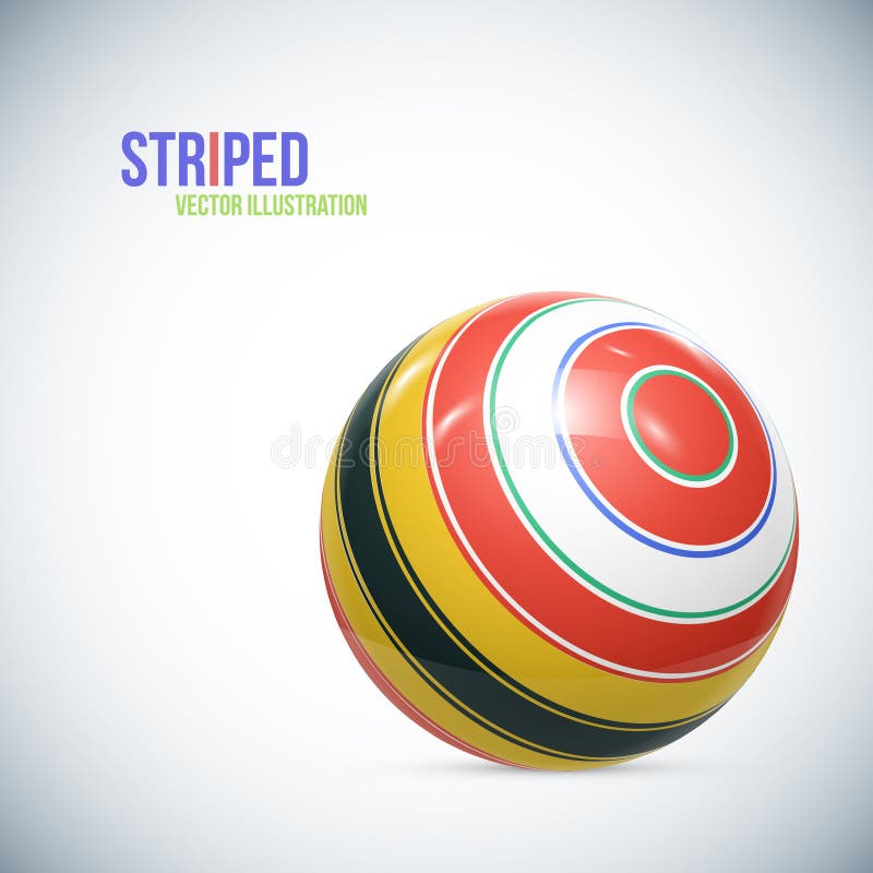 Striped Ball. 3d Sphere with Texture. Ball Isolated on White Background ...