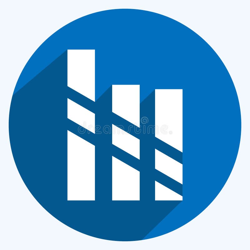 Striped Bars Icon in Trendy Long Shadow Style Isolated on Soft Blue ...
