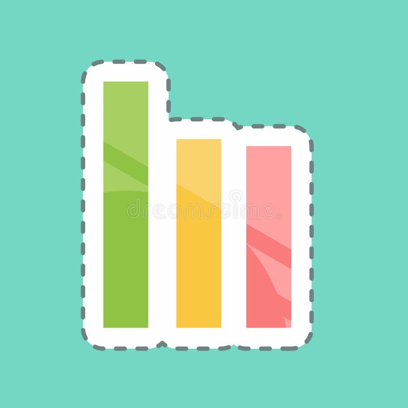 Striped Bars Sticker in Trendy Line Cut Isolated on Blue Background ...