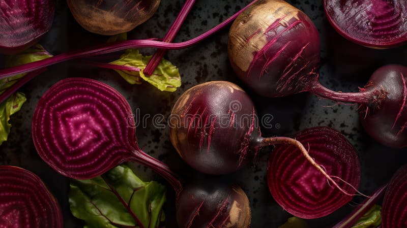 Striped Beets, Top View, AI Generative Stock Illustration ...