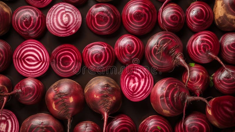 Striped Beets, Top View, AI Generative Stock Illustration ...