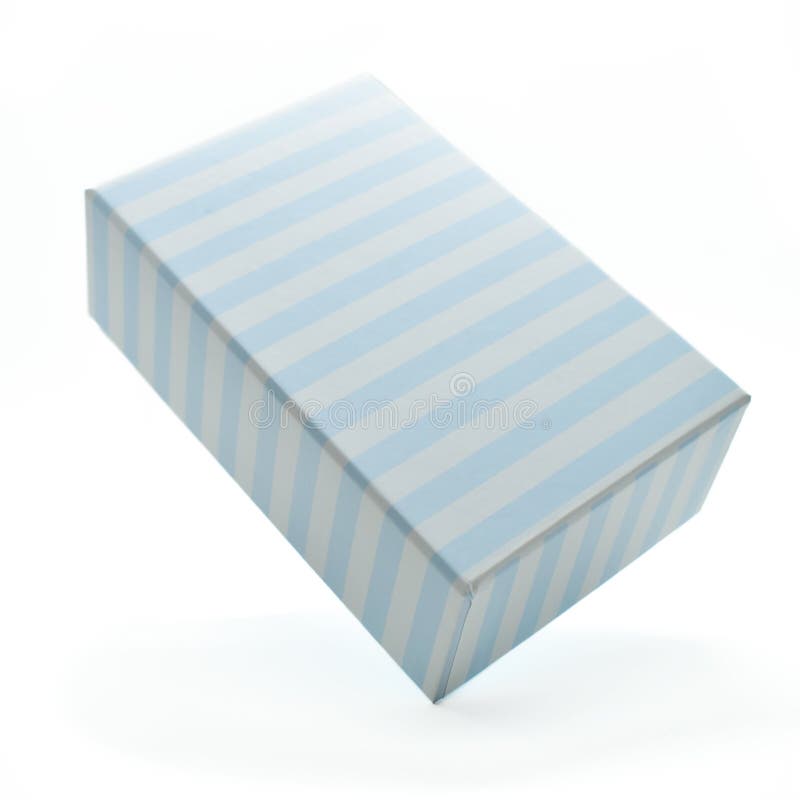 Striped Blue Paper Box on White Background, Package for Design Stock ...