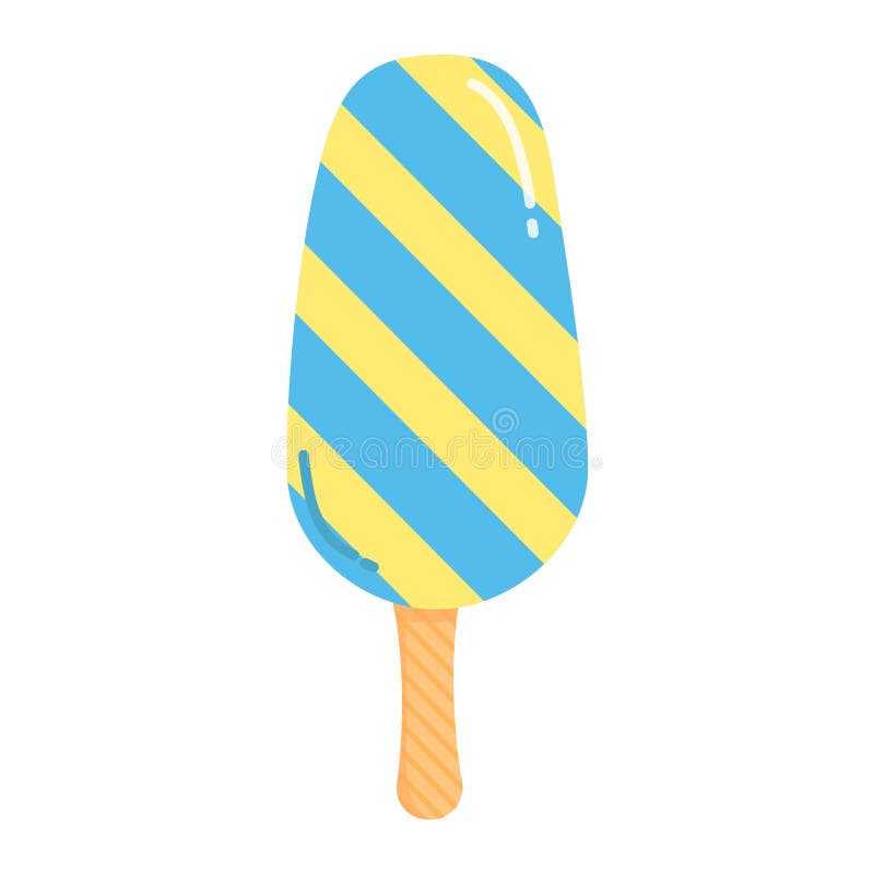Striped Blue-yellow Ice Cream on a Stick Stock Vector - Illustration of ...