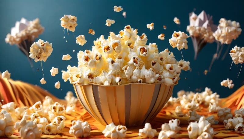 Overflowing Popcorn in Red and White Striped Container Stock Image ...