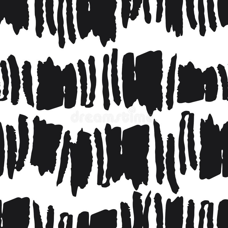 Striped Brush Stroke Pattern in Black and White. Stock Vector ...