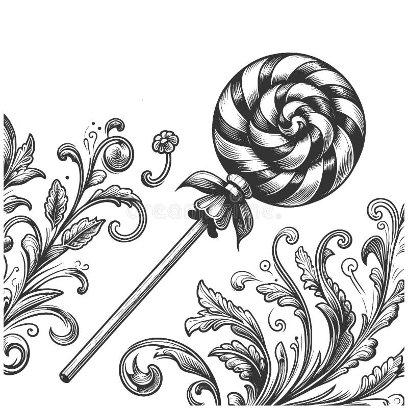 Striped Candy Engraving Sketch Vector Illustration Stock Vector ...