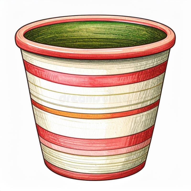 Striped Ceramic Pot with Red and Pink Bands Stock Photo - Illustration ...
