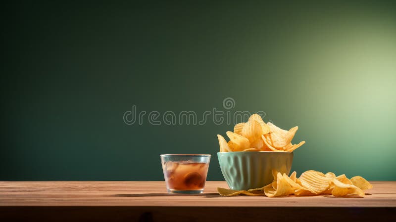 Striped Chips and Alcohol, Copy Space Stock Image - Image of sauce ...