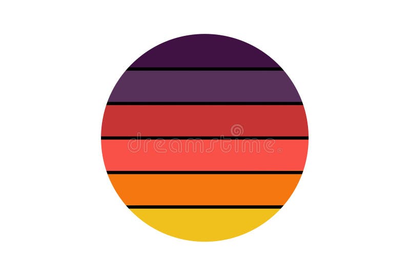 Striped Circle Retro Sunset Shape Paradise Art Stock Illustration ...