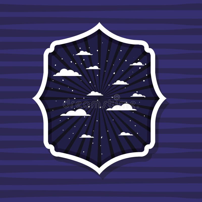 Striped and Clouds Design Inside Label Vector Illustration Stock Vector ...