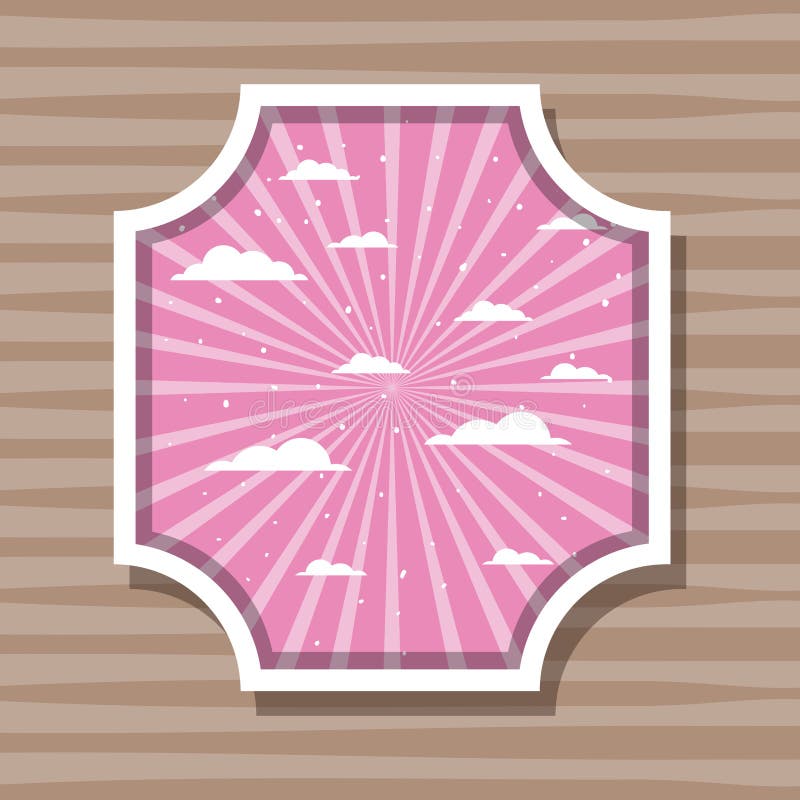 Striped and Clouds Design Inside Label Vector Illustration Stock Vector ...