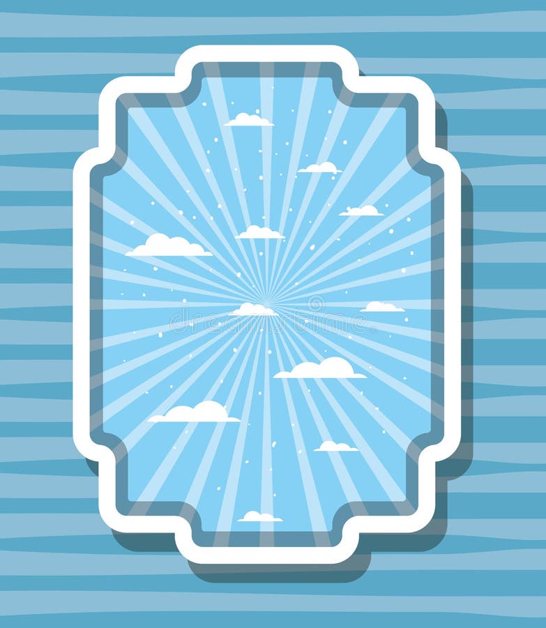Striped and Clouds Design Inside Label Vector Illustration Stock Vector ...