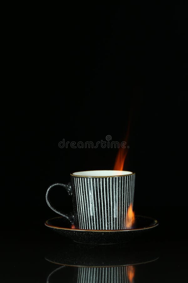 Striped Coffee Cup with Flames of Fire Stock Photo - Image of nature ...