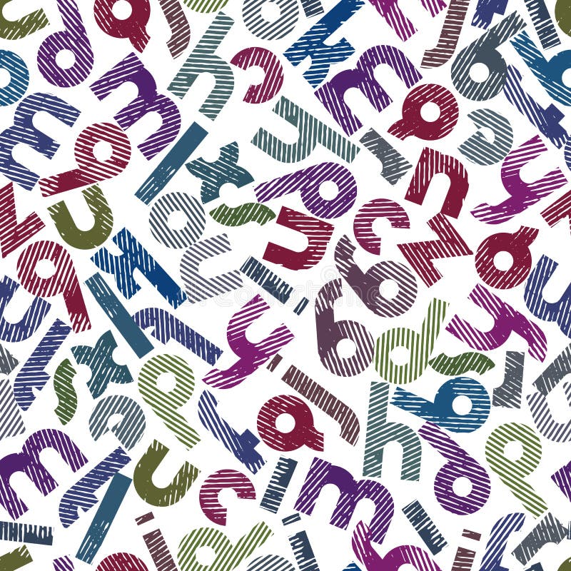 Striped Colorful Seamless Pattern, Rounded Lowercase Letters Stock ...
