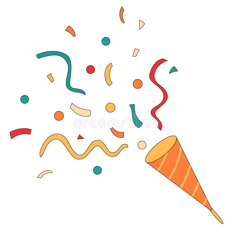 Striped Cone Firecracker with Flying Confetti Stock Vector ...