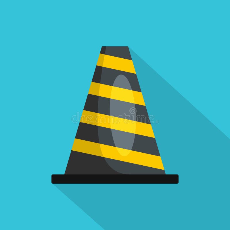 Striped Cone Icon, Flat Style Stock Vector - Illustration of black ...