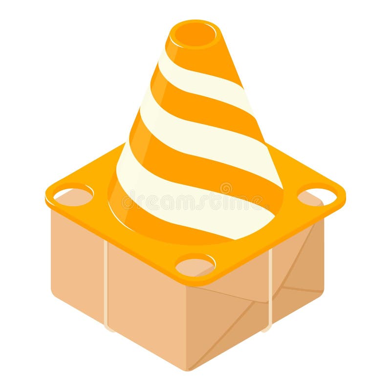 Striped Cone Icon Isometric Vector. Striped Yellow Fire Cone and Postal ...