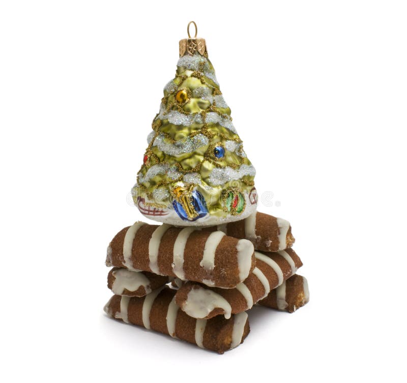 Striped Cookies and Cristmas Tree Stock Photo - Image of tree, white ...