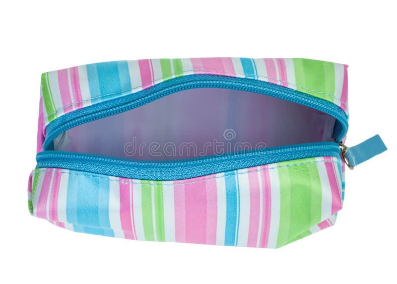Striped Cosmetics Bag Open Zip Stock Photo - Image of personal ...