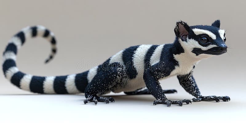 Striped Creature with Unique Features Exploring a Textured Surface in a ...