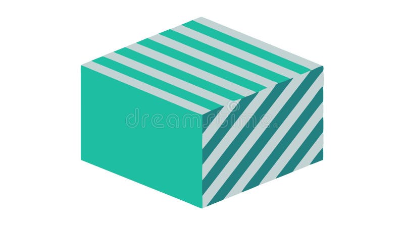 Striped Cube Box 3D Geometric Shape Teal Vector Design Generative AI ...