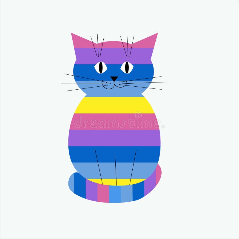 Striped Decorative Stylized Cat Stock Vector - Illustration of pattern ...