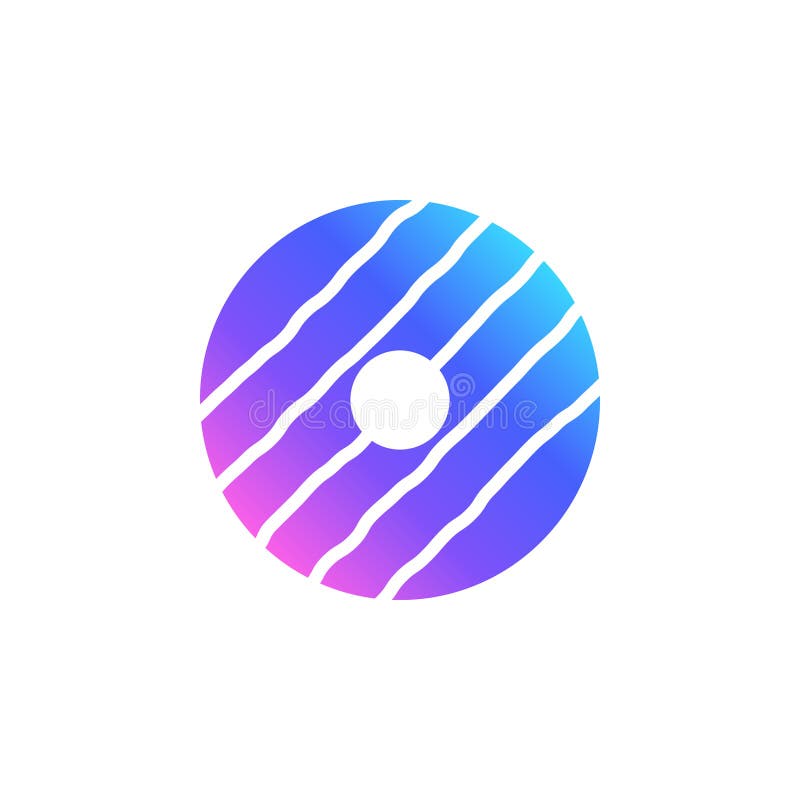 Striped Donut Vector Icon in Bright Color Gradient. Cute Glazed Donut ...