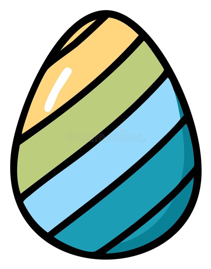 Striped Easter Egg with Pastel Colors and Bold Outline Stock Vector ...