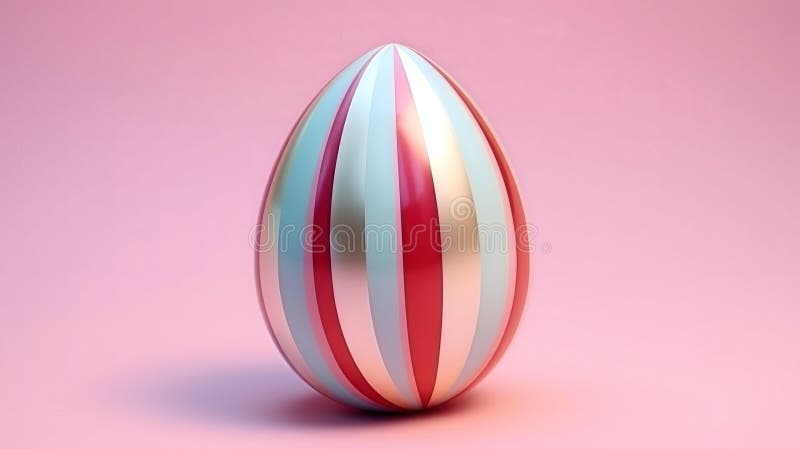 Striped Easter Egg on Pink Background Stock Illustration - Illustration ...