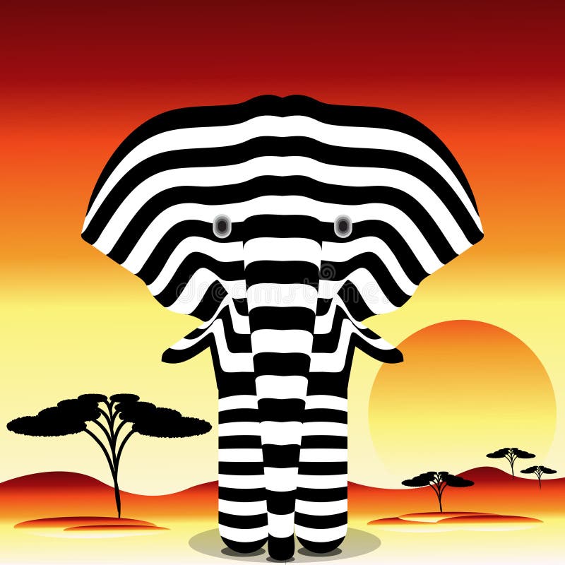 Striped Elephant stock vector. Illustration of africa - 76624593