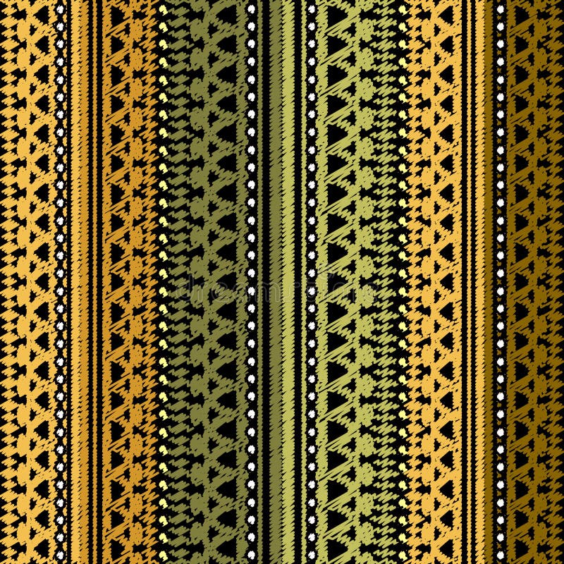Striped Embroidery Vector Seamless Pattern. Grunge Tapestry Vert Stock ...