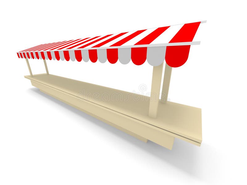 Striped Empty Market Stall Mockup Template Stock Illustration ...