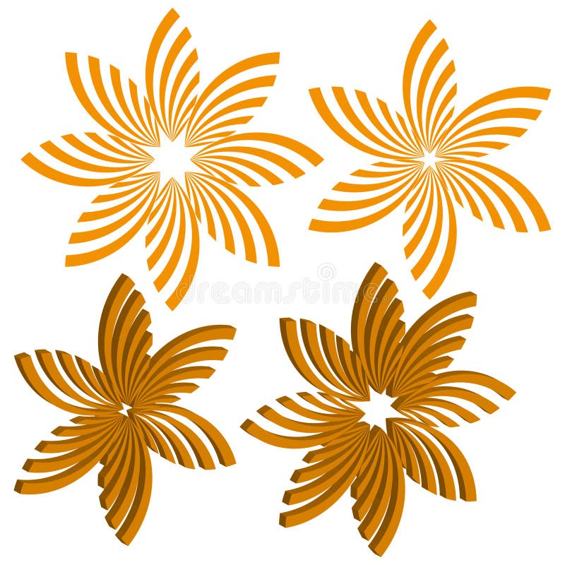 Striped Flower Icon. Orange Bloom Form. Rotating Petal Shape. Vector ...