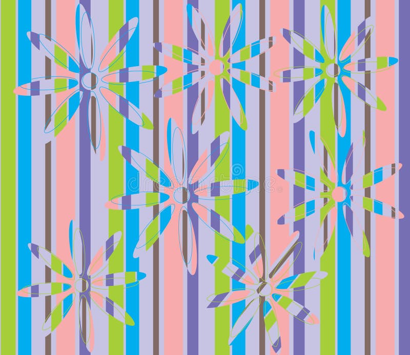 Striped Flowers on a Striped Backround Stock Vector - Illustration of ...