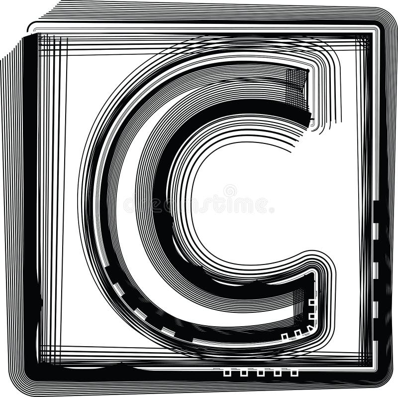 Striped Font Letter C stock vector. Illustration of freehand - 101817894