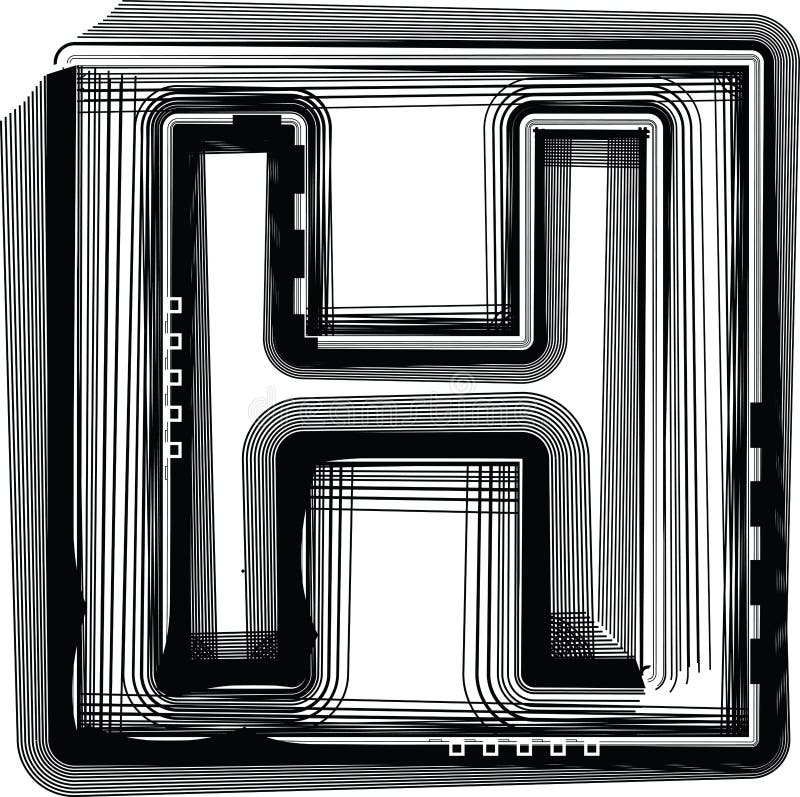 Striped Font Letter H stock vector. Illustration of element - 101817884